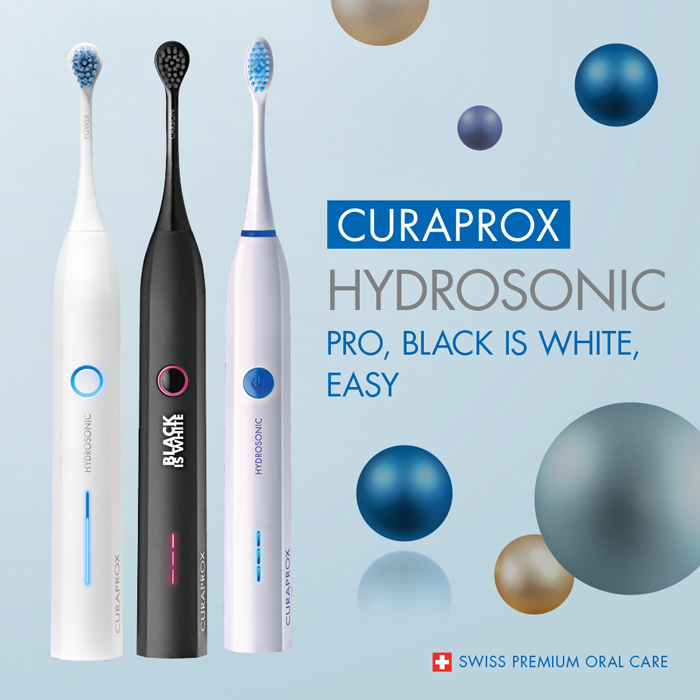Електрична четка за заби CURAPROX Hydrosonic Black is White